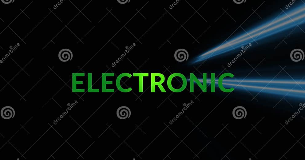 Image of Electronic Text Over Neon Light Trails on Black Background ...