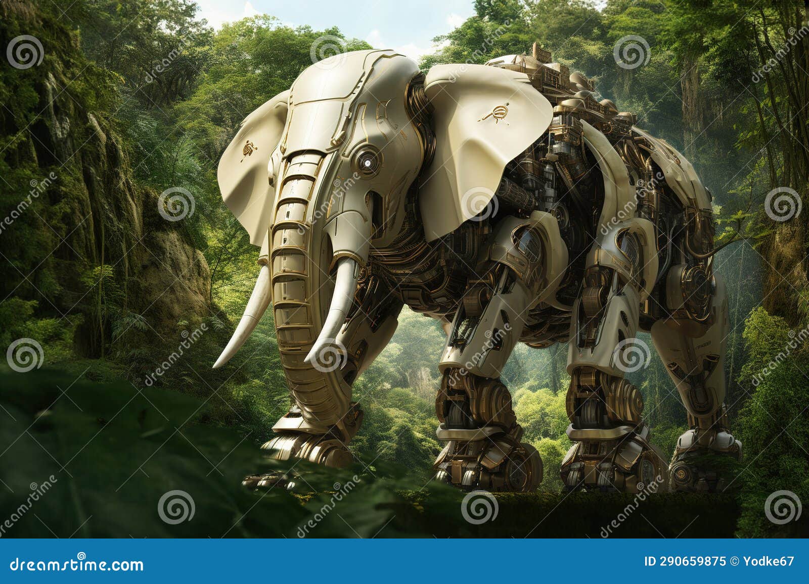 Image of an Elephant Gundam Robot Technology an Ectronic in the Forest ...
