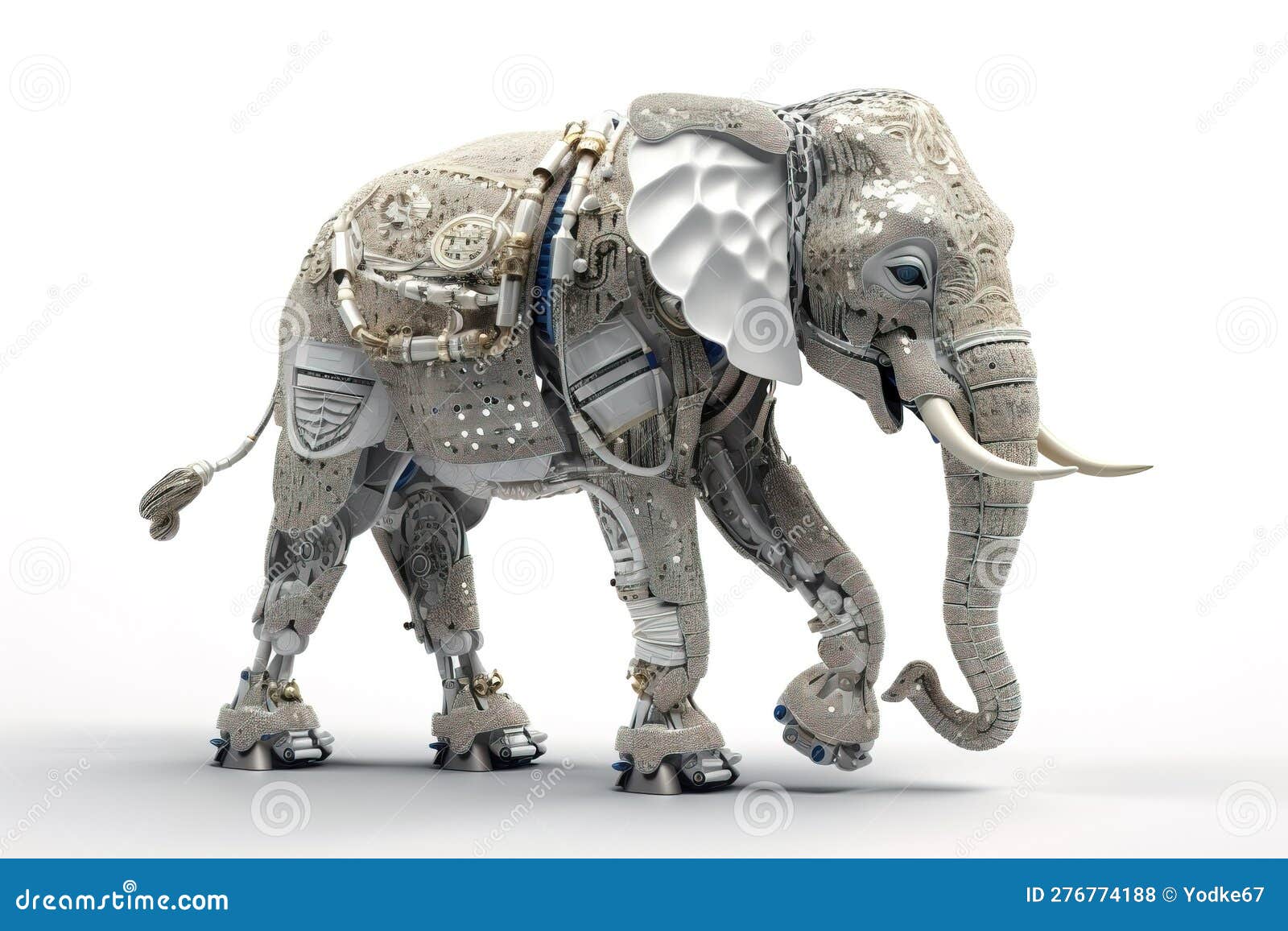 Image of an Elephant Modified into a Electronics Robot on a White ...