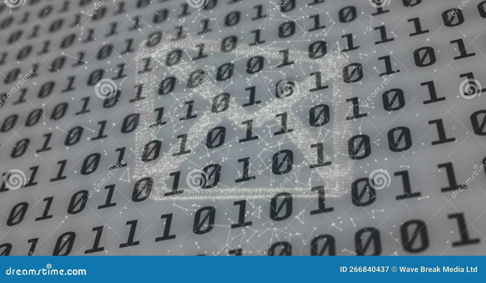 Image of Email Over Binary Code on Grey Background Stock Illustration - Illustration of network ...