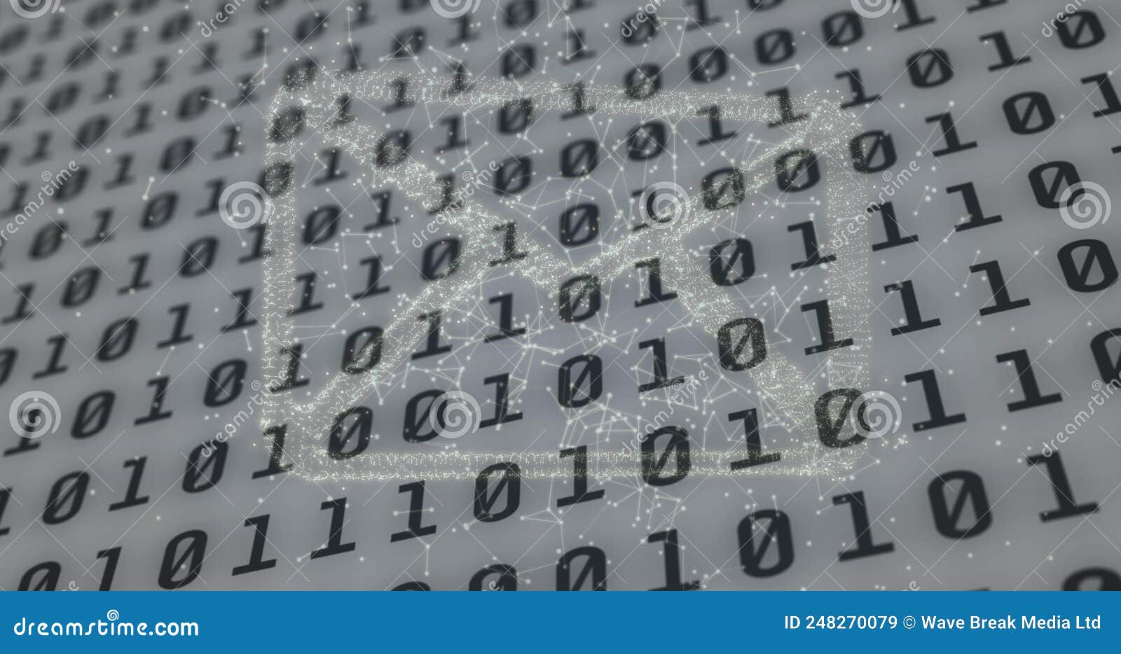 Image of Email Over Binary Code on Grey Background Stock Illustration - Illustration of email ...