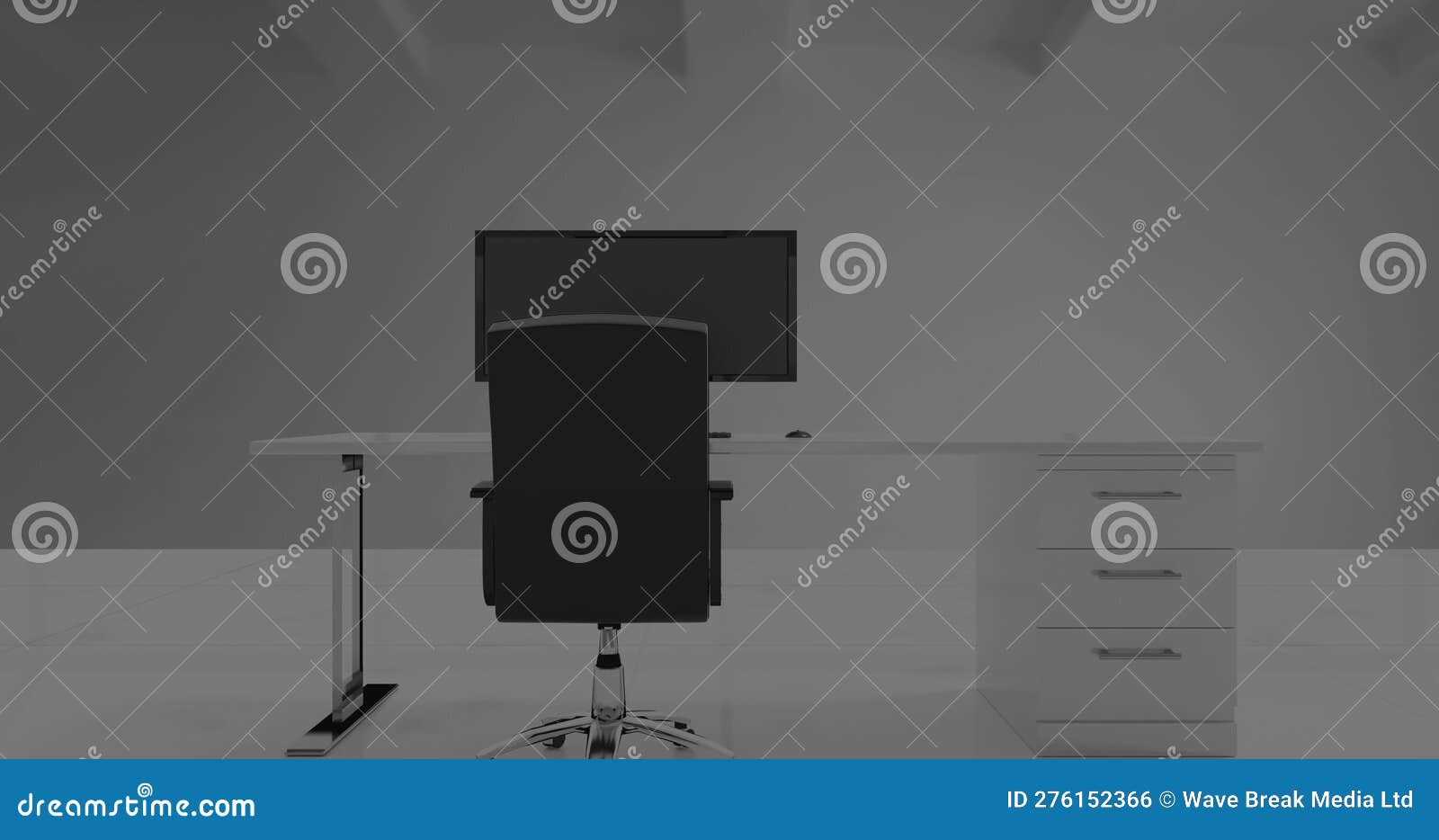 Image of Empty Office Desk with Computer Over White Background Stock ...