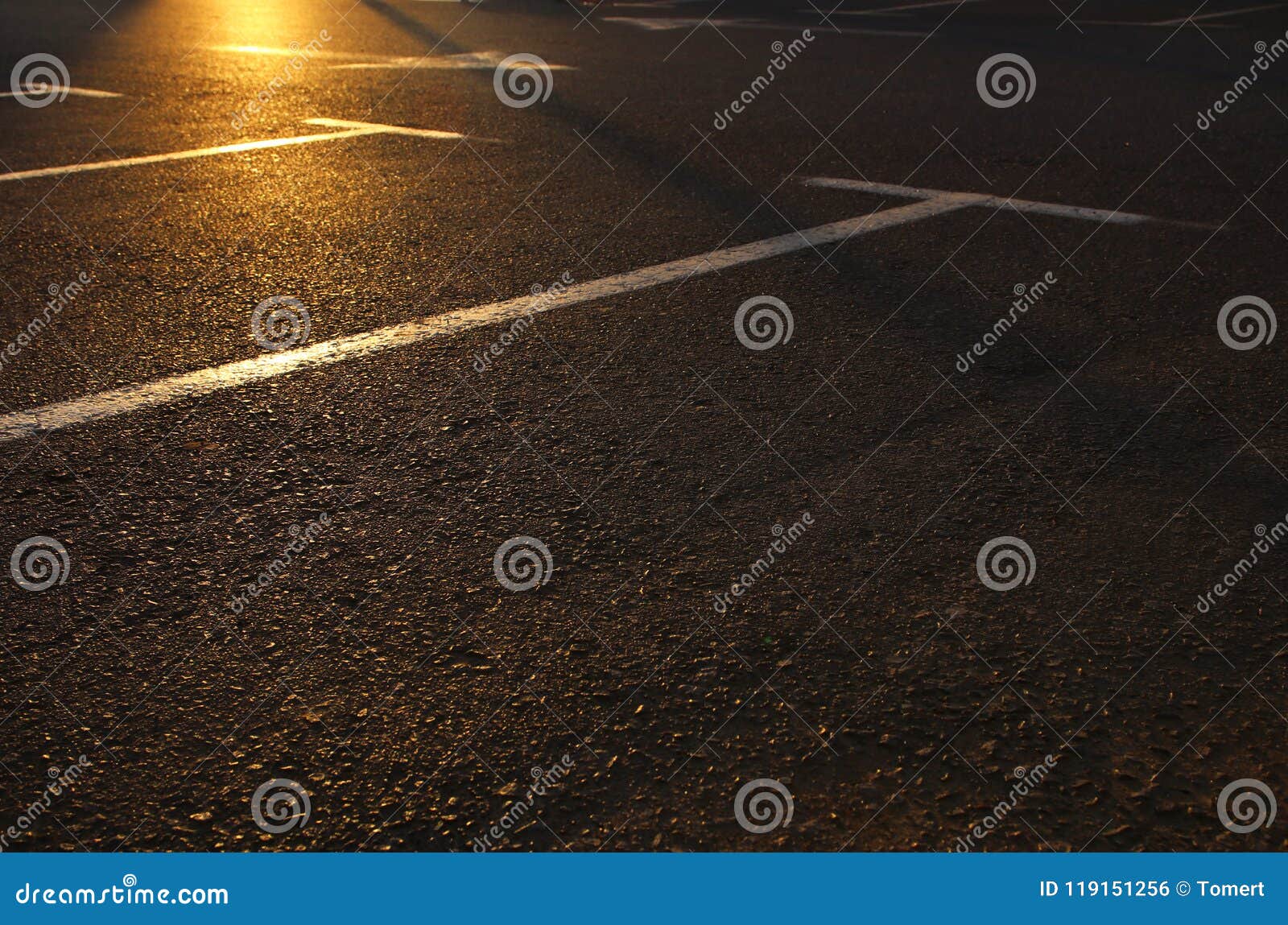 Image of Empty Parking Lot during Sunset. Asphalt Background. Stock ...