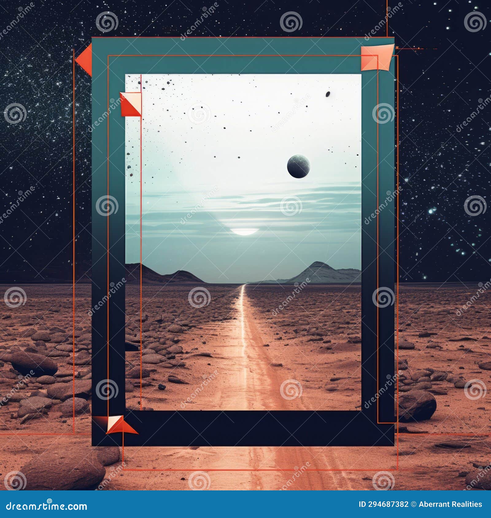 An Image of an Empty Road with a Planet in the Background Stock ...