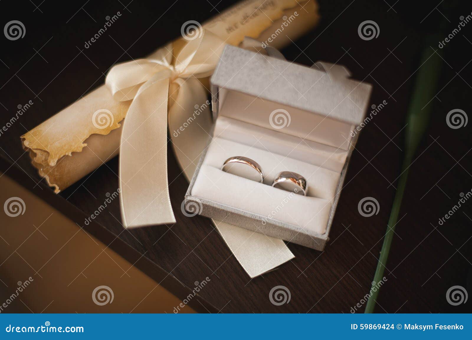 Image of Engaging Rings in a Box Stock Photo - Image of love ...