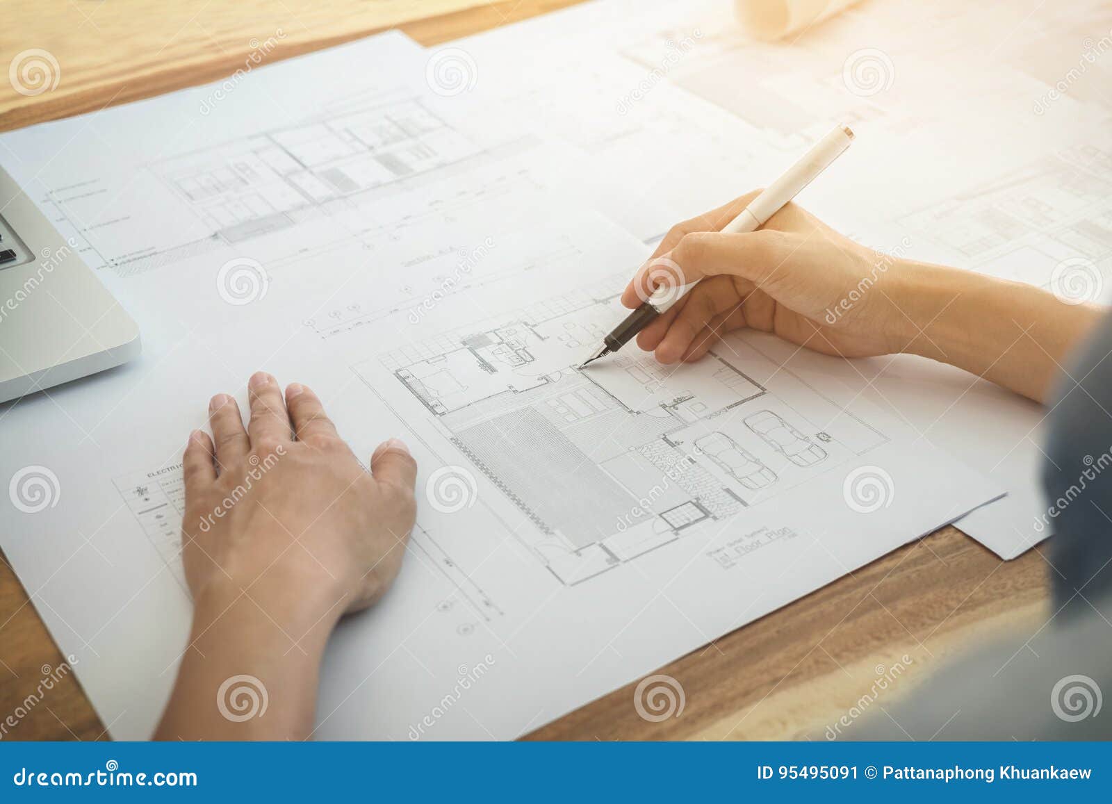 Image of Engineer or Architectural Project, Close Up of Architec Stock ...