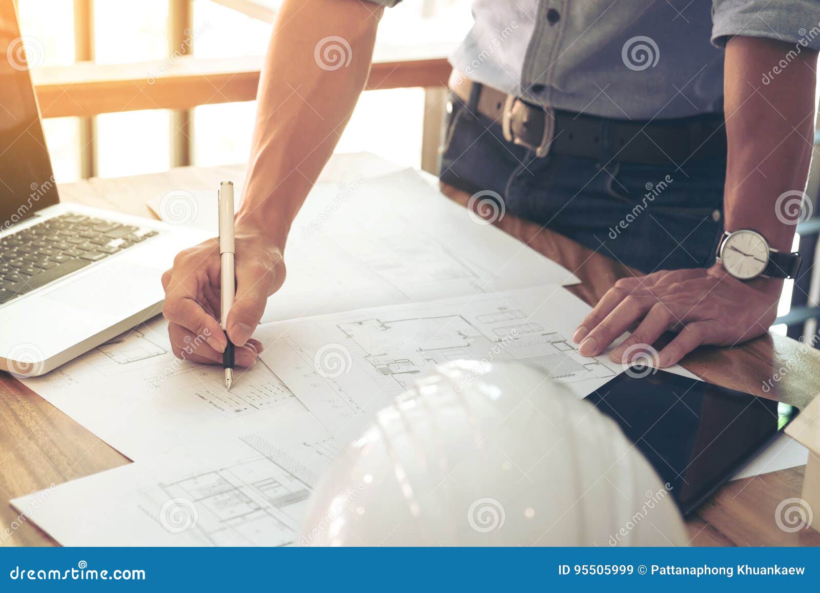 Image of Engineer or Architectural Project, Close Up of Engineer Stock ...