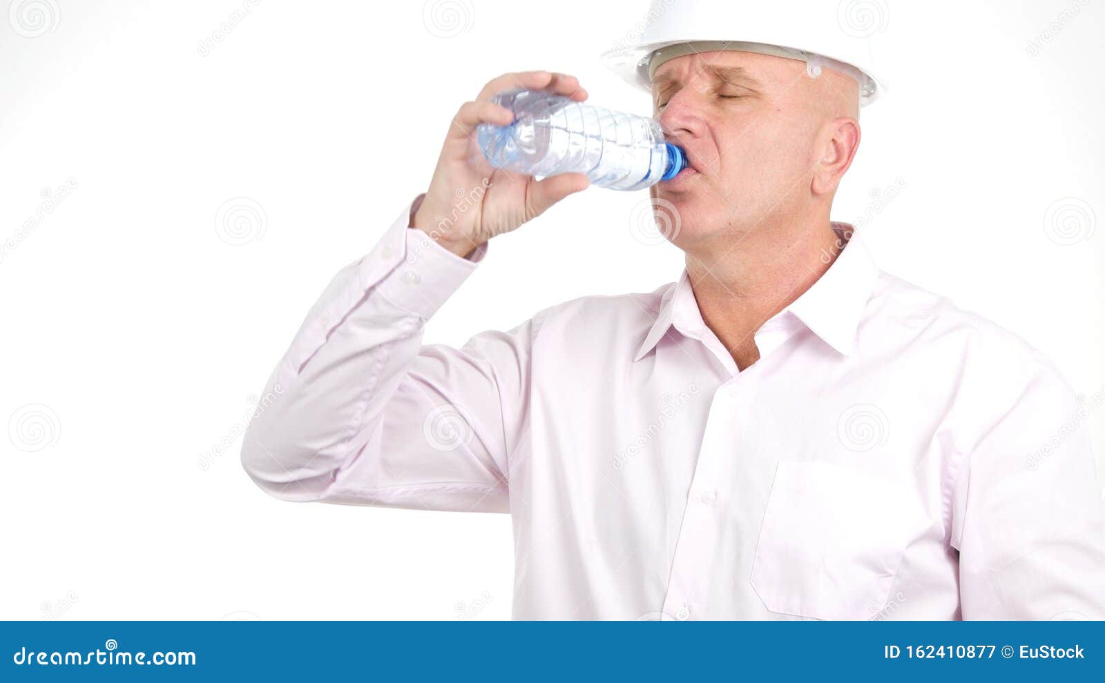 Image with an Engineer Drinking Cold Water from a Bottle Stock Image ...
