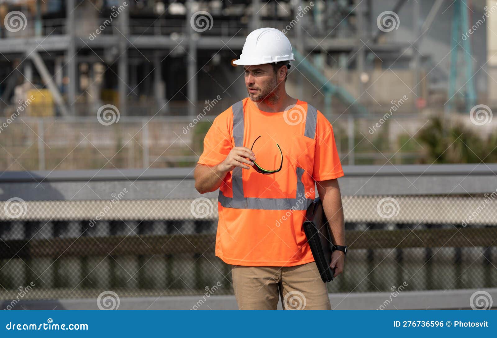 Image of Engineer Man at Construction Site. Engineer Man at ...