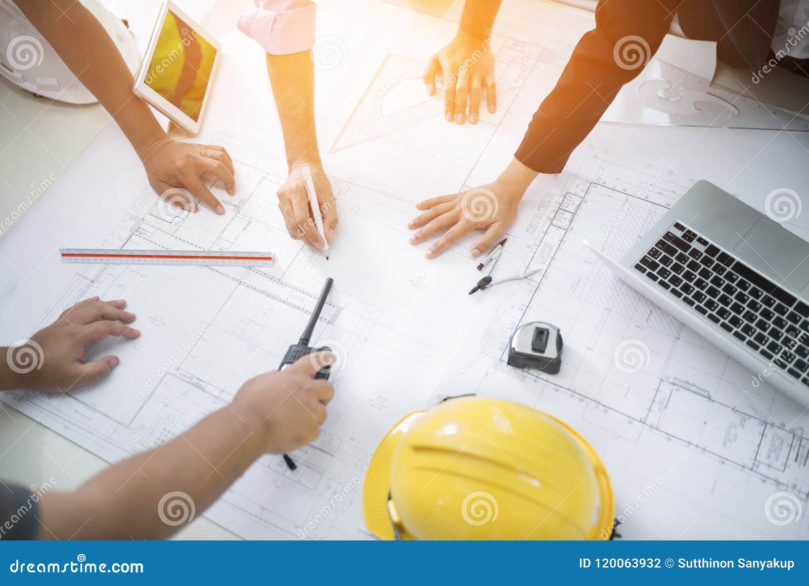 Image of Engineer Meeting for Architectural Project. Working with ...