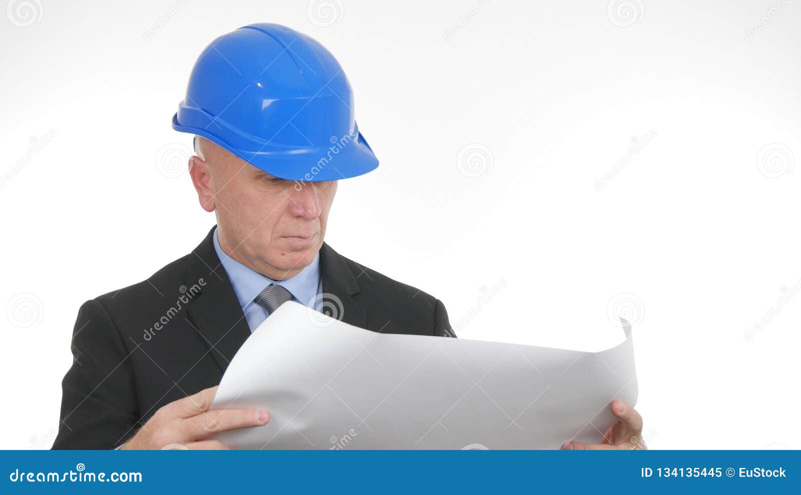 Engineer Image Reading Construction Paper Plans Stock Image - Image of ...