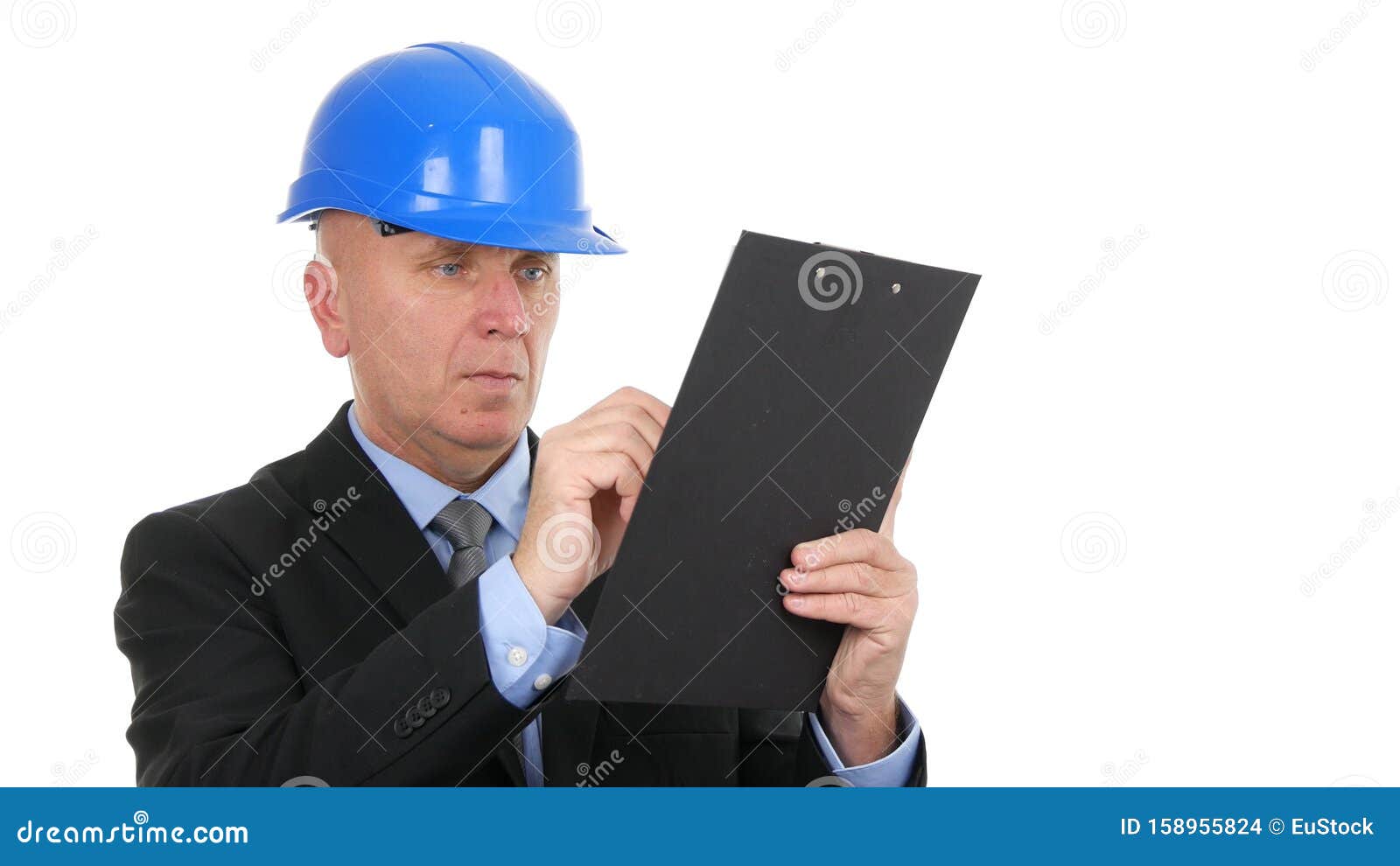 Image with Engineer Reading and Writing in Agenda Technical Notes Stock ...