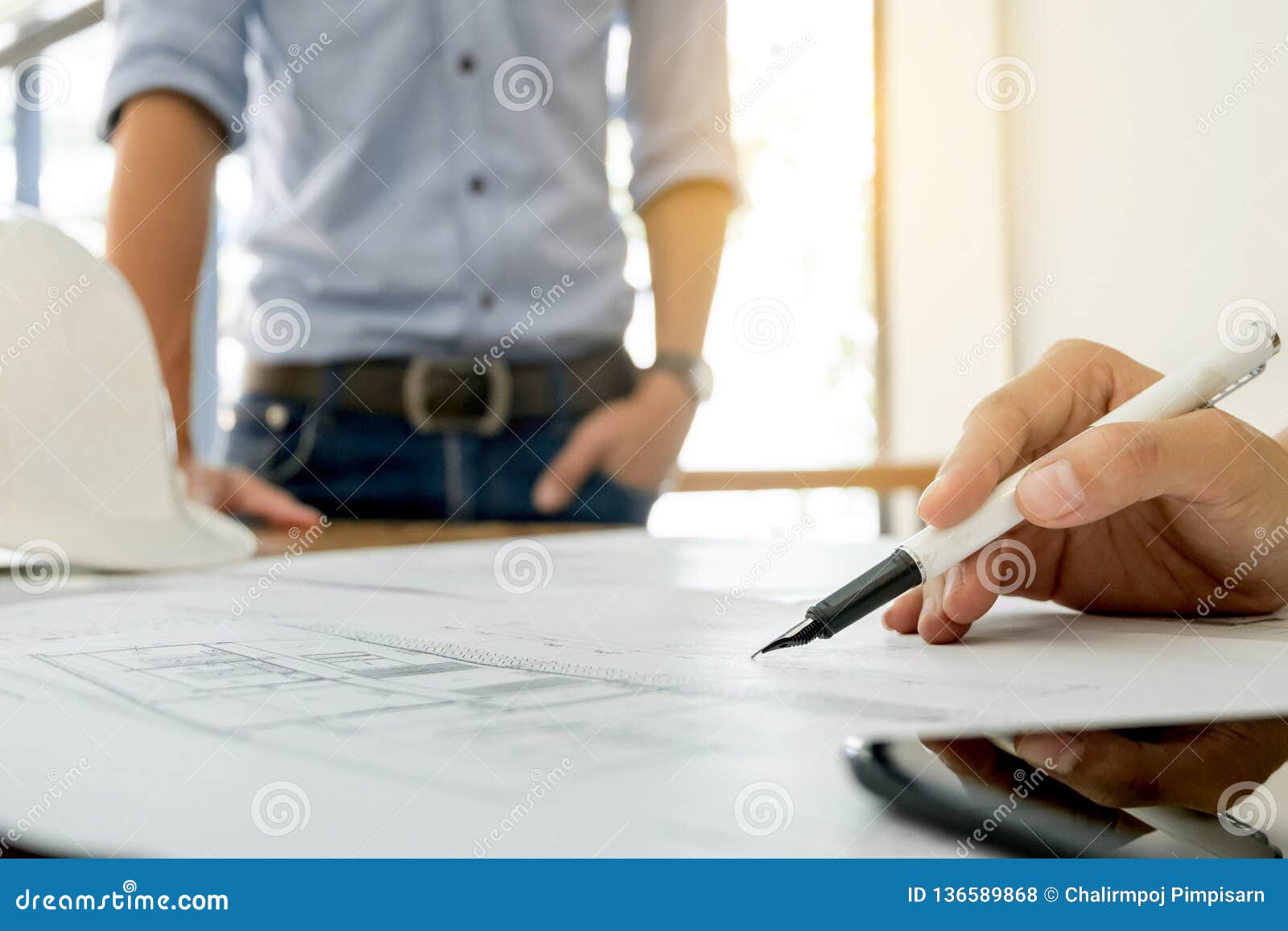 Image of Engineer Teamwork Meeting for Architectural Project at a ...