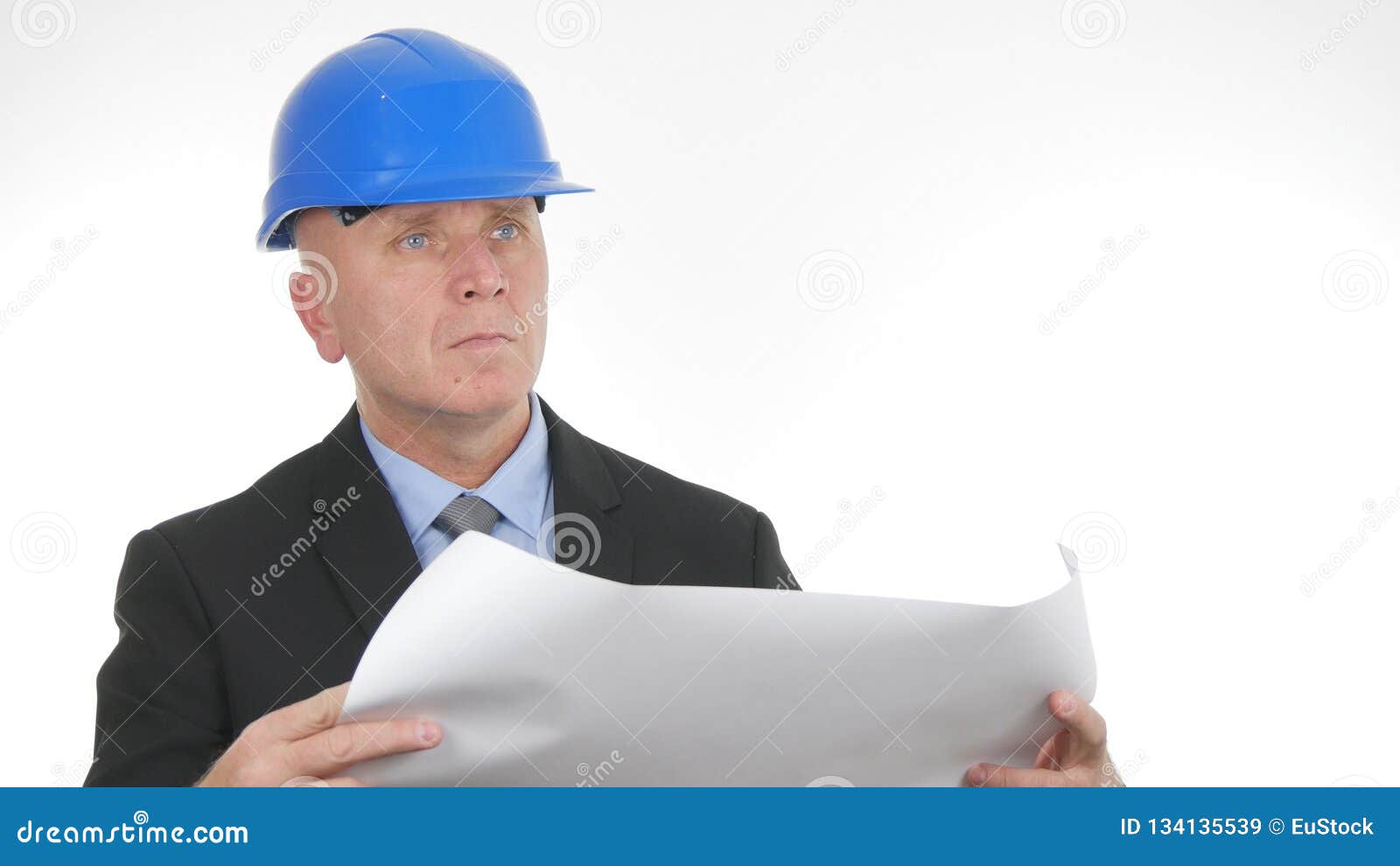 Engineer Image Using Construction Paper Plans Stock Image - Image of ...