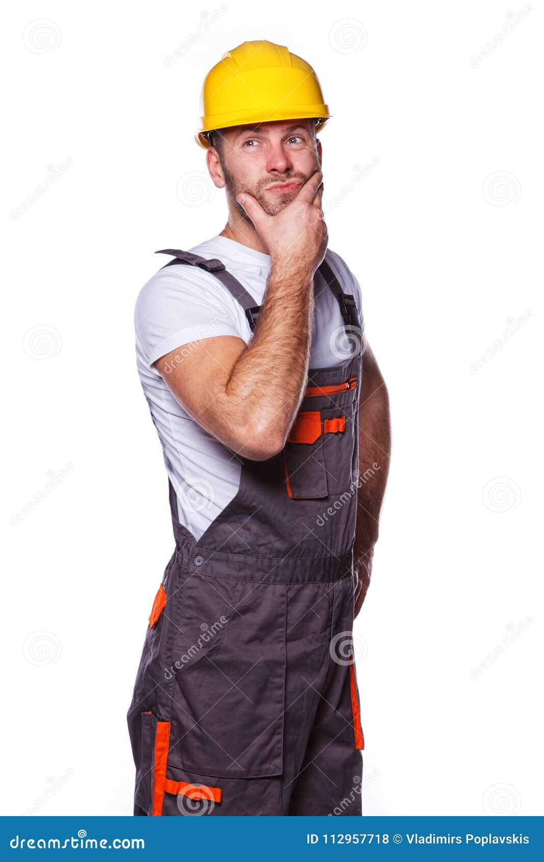 Image of enginer stock photo. Image of happy, grey, isolated - 112957718