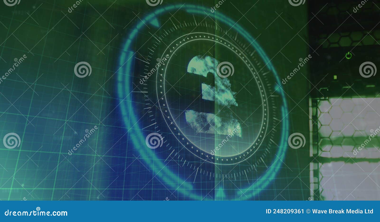 Image of English Pound Symbol on Rotating Safe Lock Over Data ...