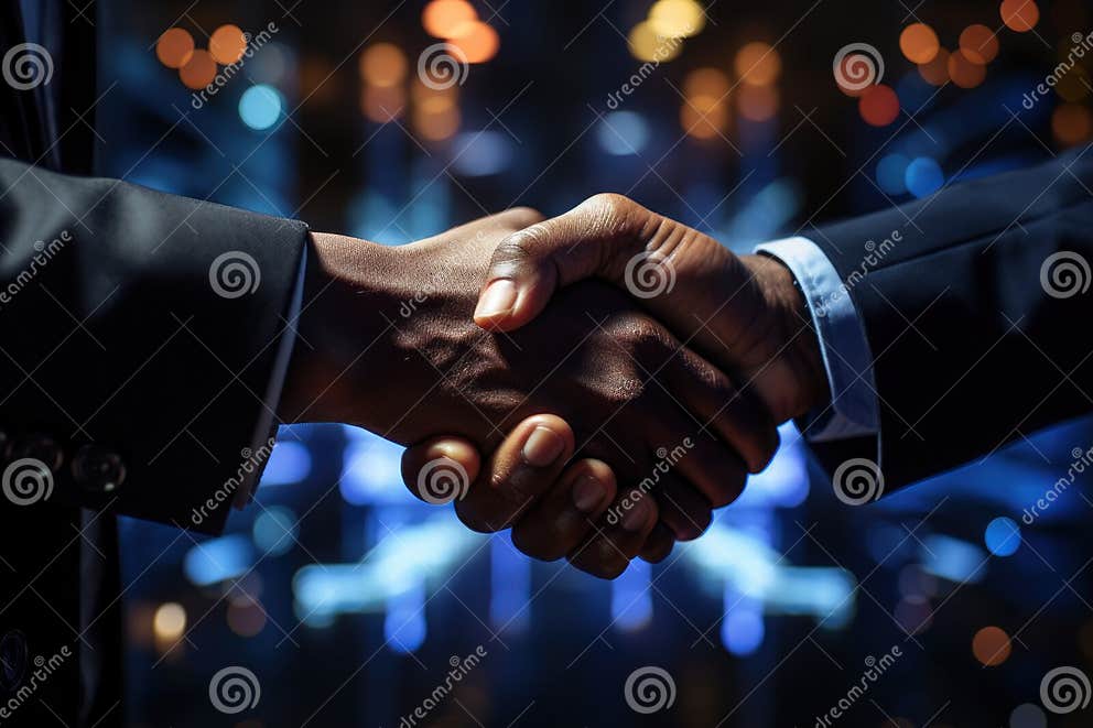 Image of Enterprise Collaboration, Two People Shaking Hands. Generative ...