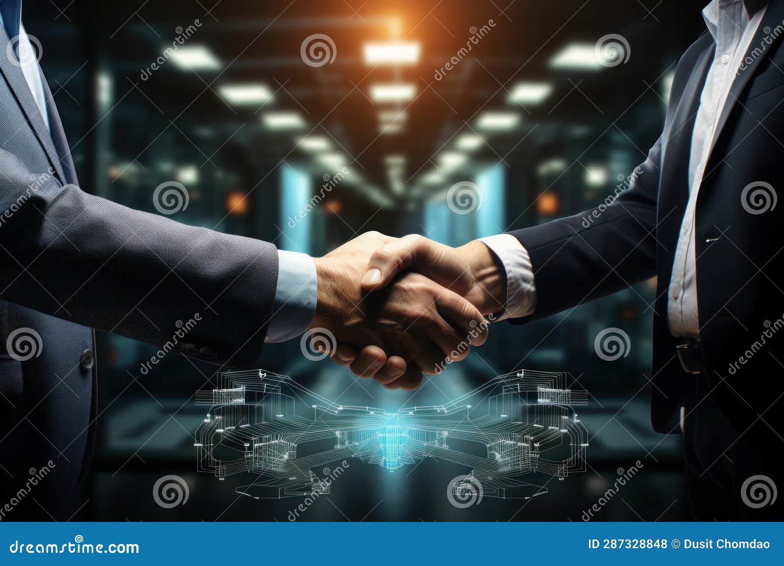 Image of Enterprise Collaboration, Two People Shaking Hands. Generative ...