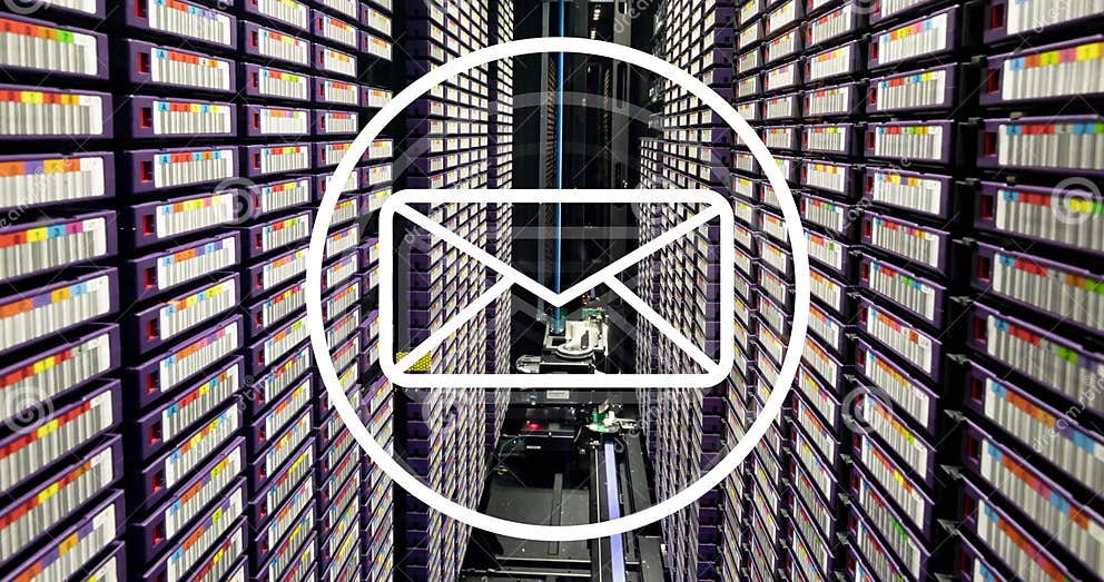 Image of Envelope and Circle Over Server Room Stock Image - Image of ...