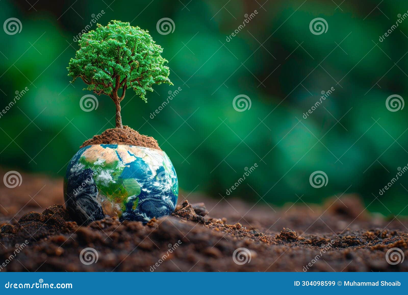 Image Environmental Harmony Tree and Globe Illustrate Renewable Energy ...