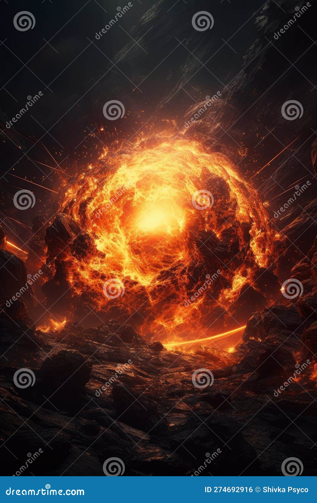 Epic Meteor Collision In Rugged Mountainous Terrain At Night A Stunning ...