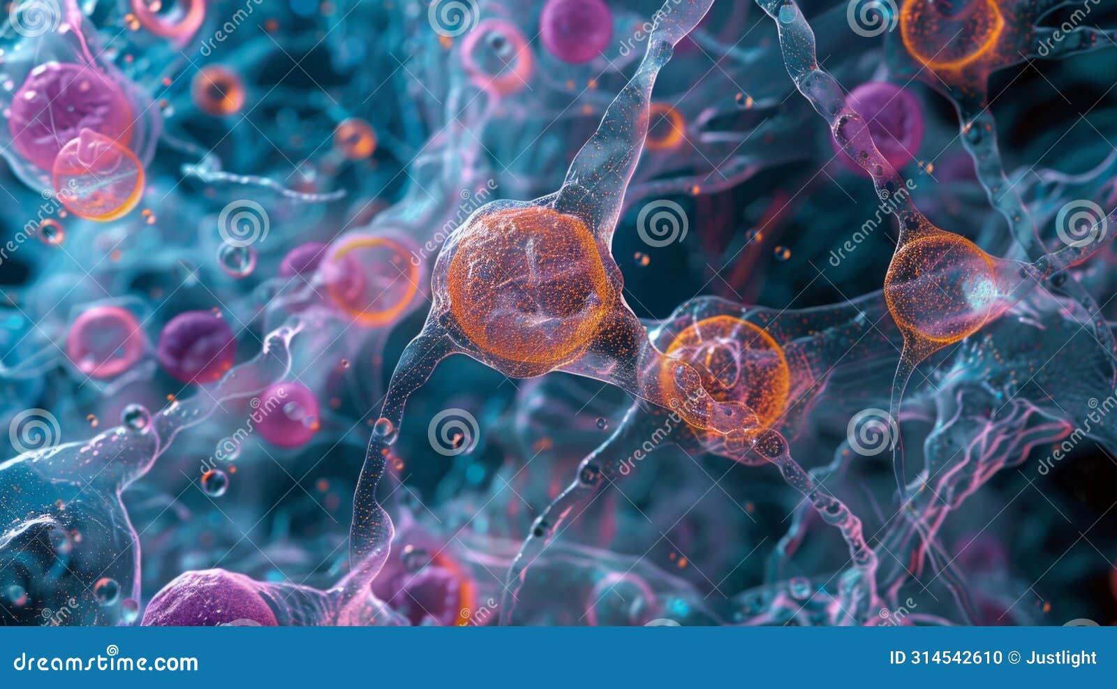 An Image of a Euglenoid Colony with Numerous Cells Connected by a ...