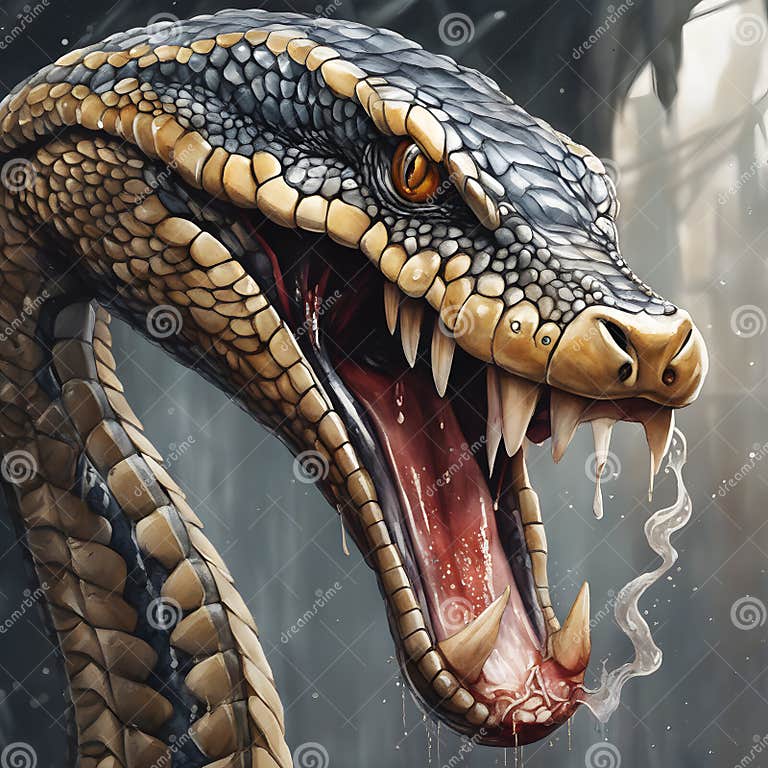 Image of the Evil Cobra Dripping and Spitting Venom. Stock Illustration ...