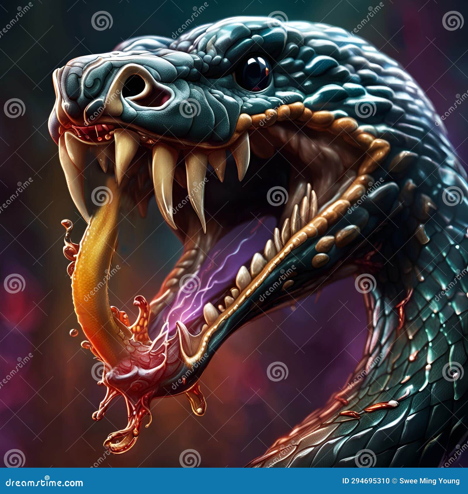 Image of the Evil Cobra Dripping and Spitting Venom. Stock Illustration ...