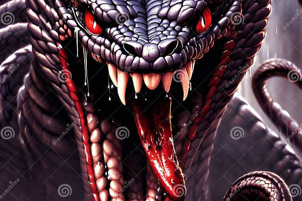 Image of the Evil Cobra Dripping and Spitting Venom. Stock Illustration ...