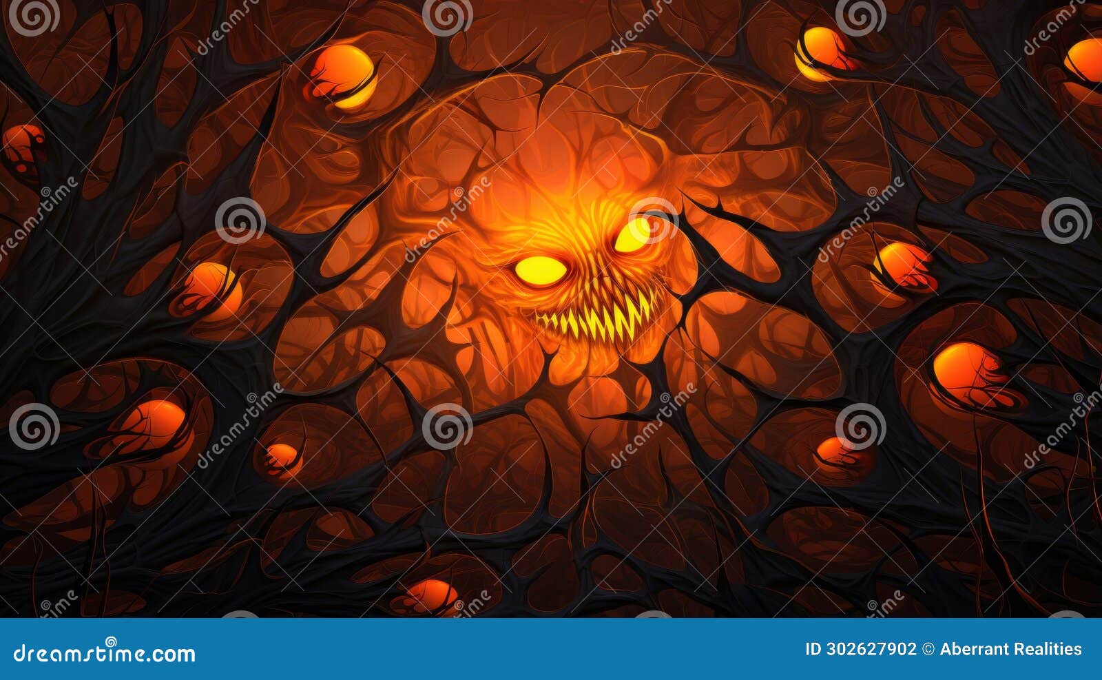 An Image of an Evil Face in a Dark Forest Stock Illustration ...