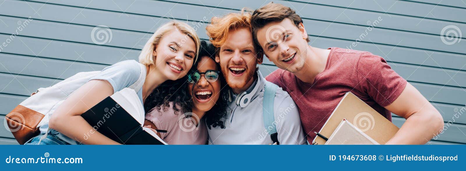 Image of Excited Multicultural Students Looking Stock Photo - Image of ...