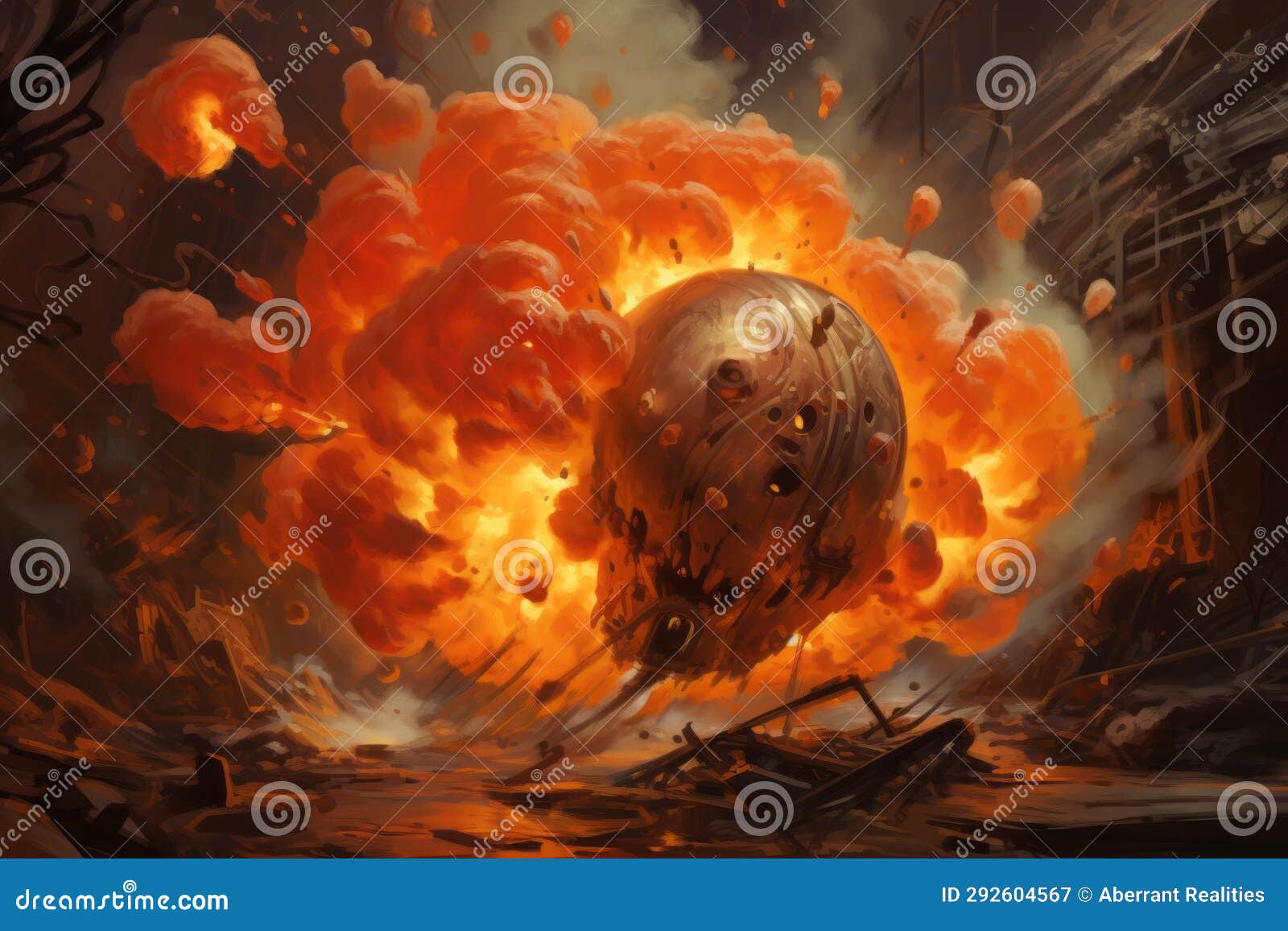 An Image of an Exploding Ball of Fire Stock Illustration - Illustration ...