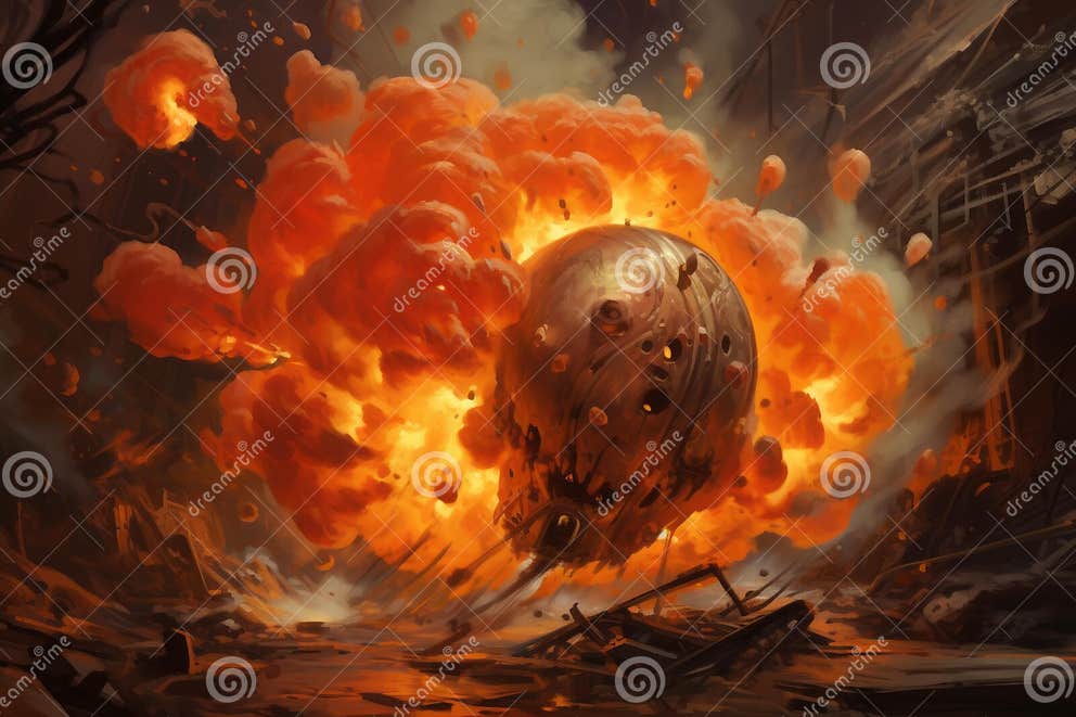An Image of an Exploding Ball of Fire Stock Illustration - Illustration ...