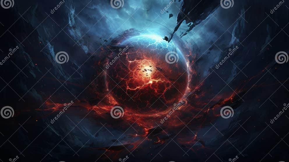 An Image of an Exploding Ball of Fire in the Sky Stock Illustration ...