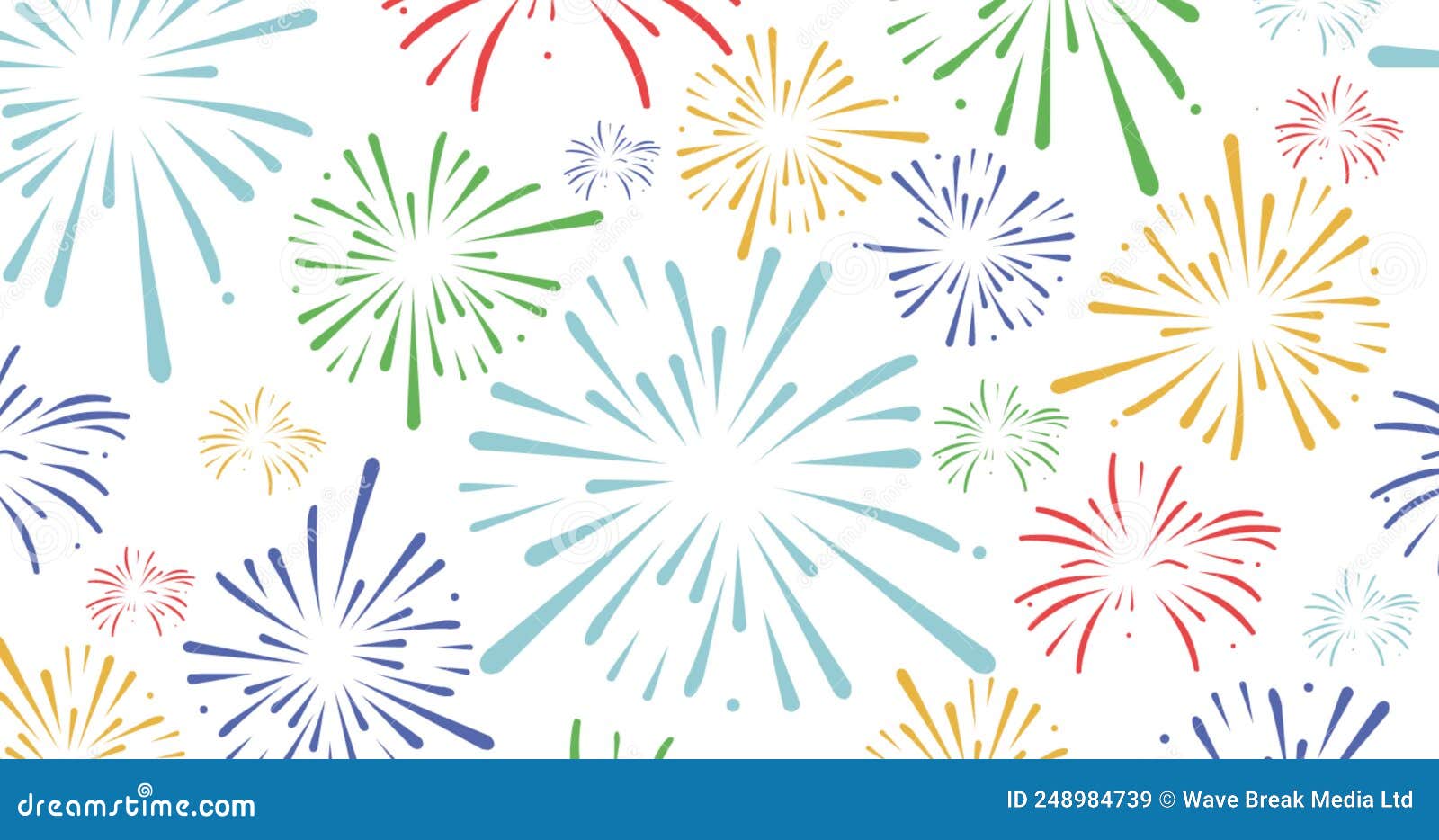 Image of Exploding Colourful Fireworks Scrolling on White Background ...