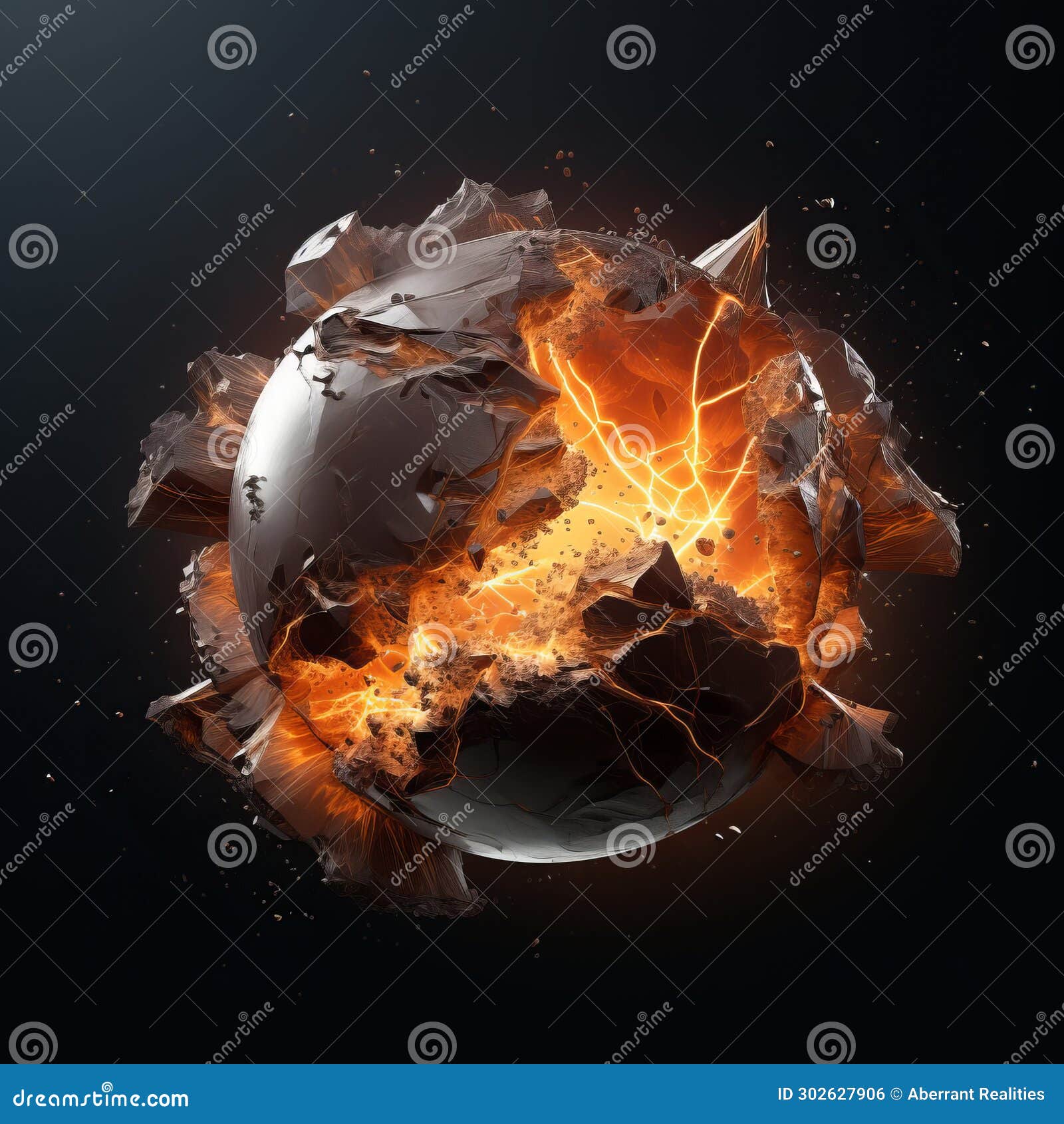 An Image of an Exploding Earth with Fire Coming Out of it Stock ...