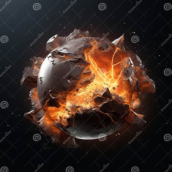 An Image of an Exploding Earth with Fire Coming Out of it Stock ...