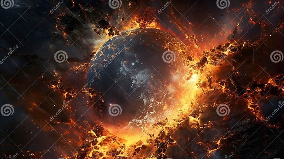 An Image of an Exploding Planet in Space, Neural Network Generated ...