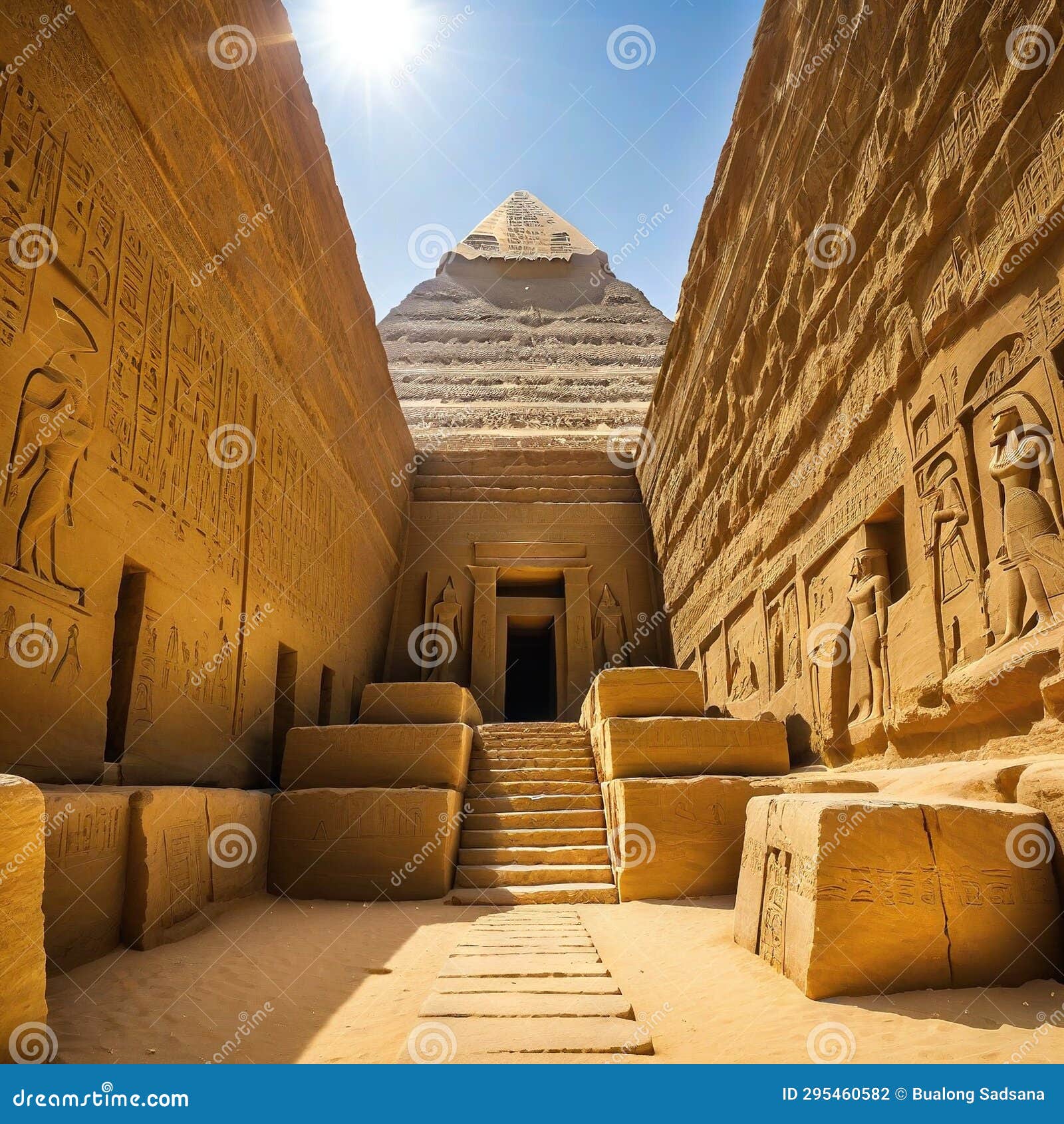Image of Explorer Inside an Ancient Egyptian with Various Artifacts on ...