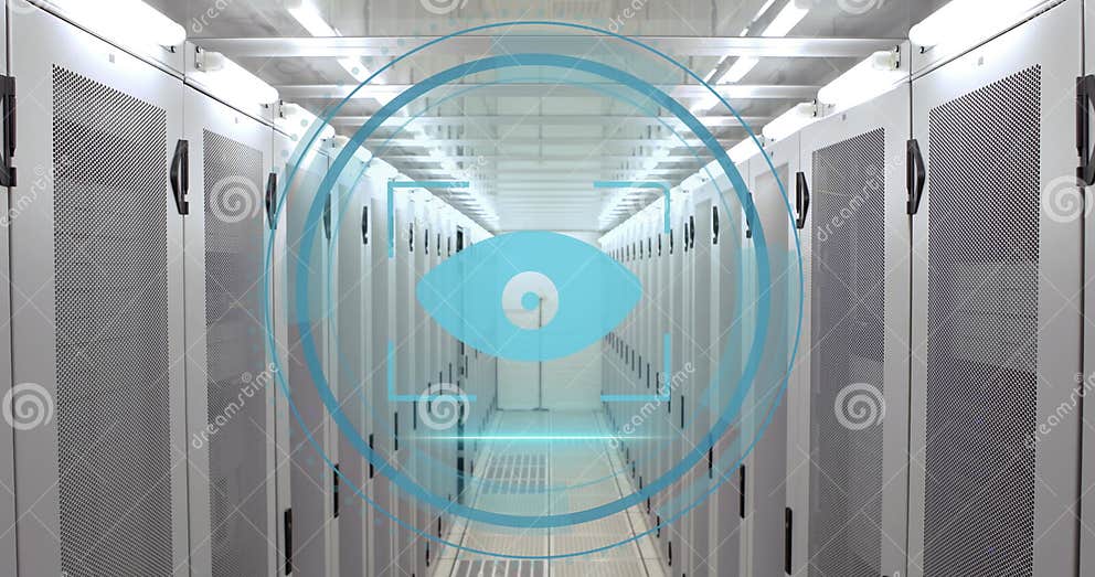 Image of Eye Icon Over Data Processing and Server Room Stock ...