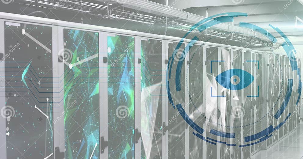 Image of Eye Icon Over Server Room Stock Illustration - Illustration of ...