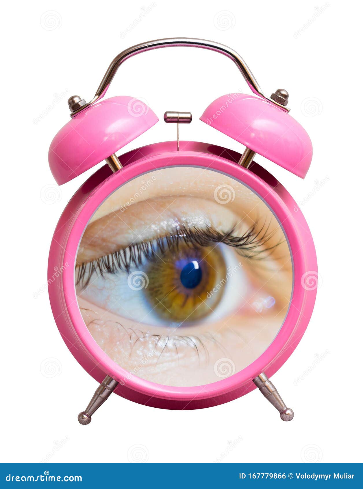 Image of an Eye in the Middle of an Alarm Clock on a White Isolated ...
