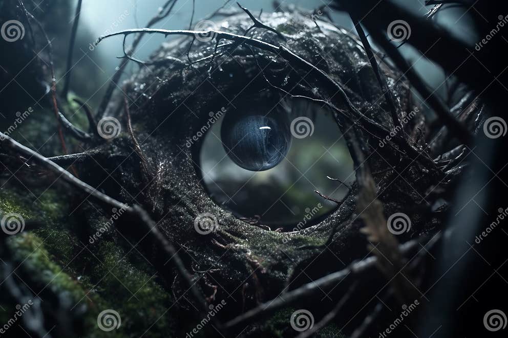 An Image of an Eye in the Middle of a Dark Forest Stock Illustration ...