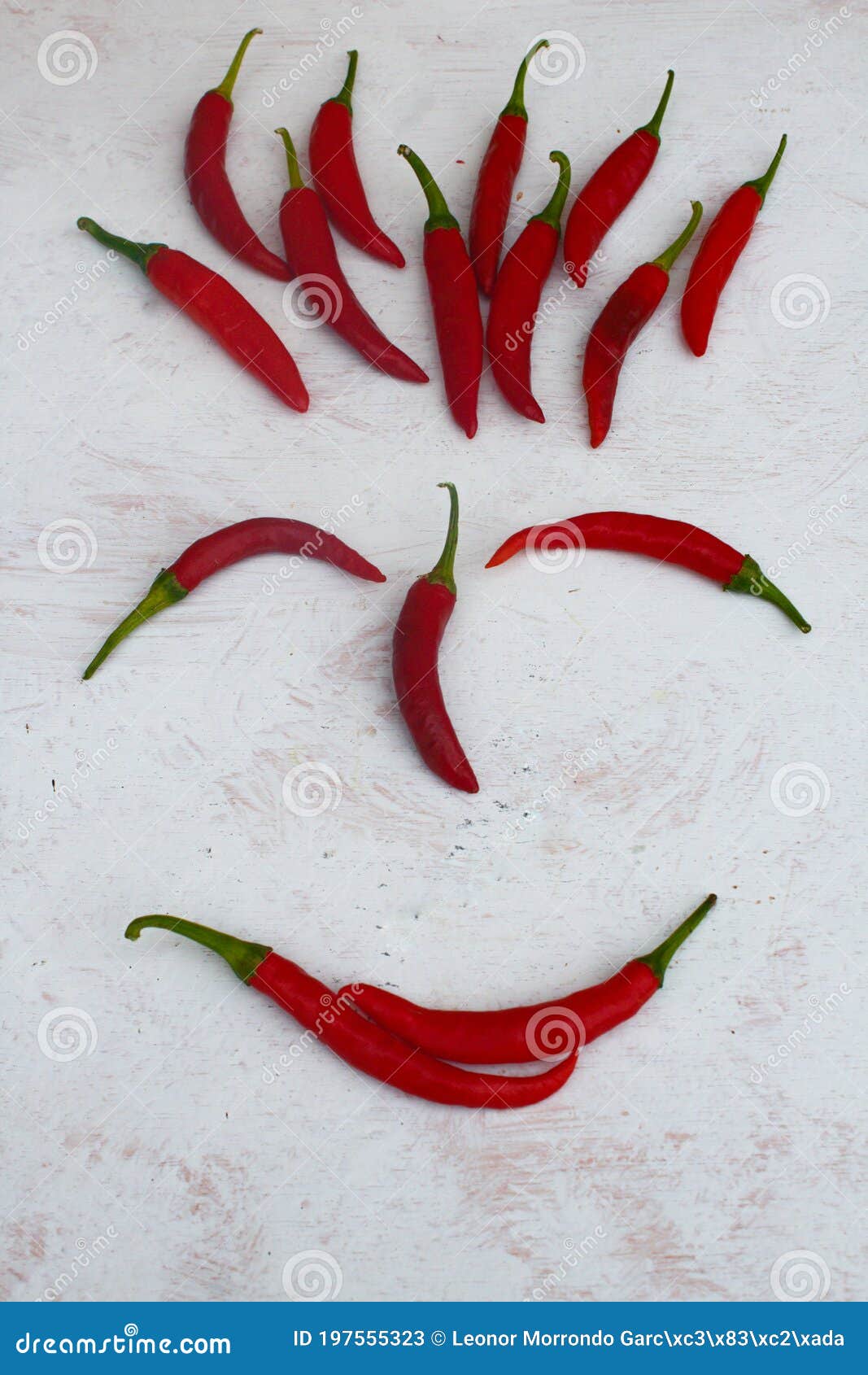 Image of Face Shaped Hot Chilli Peppers on White Background Stock Image ...