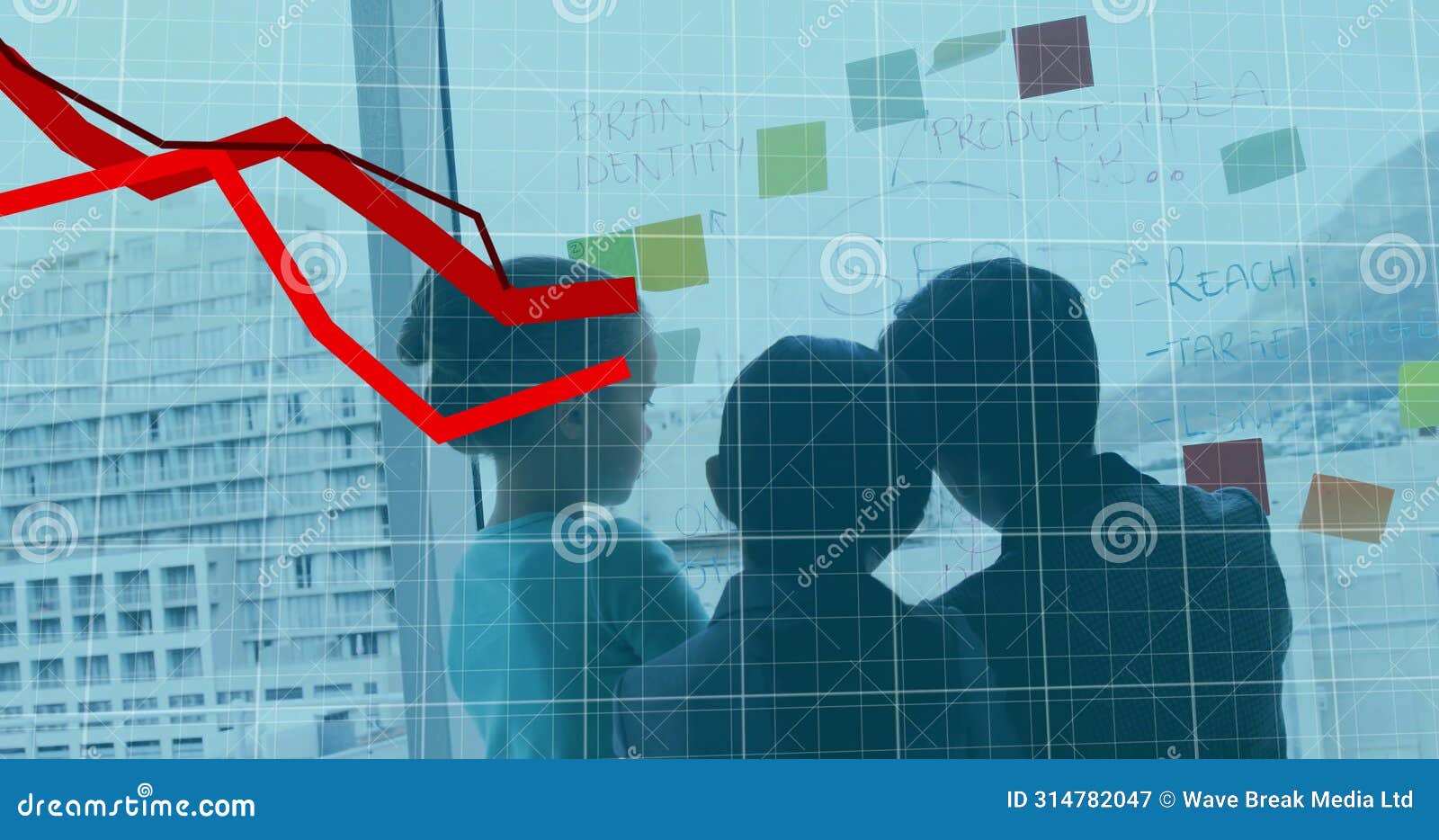 Image of Falling Graphs, Grid Pattern, Diverse Children Talking and ...