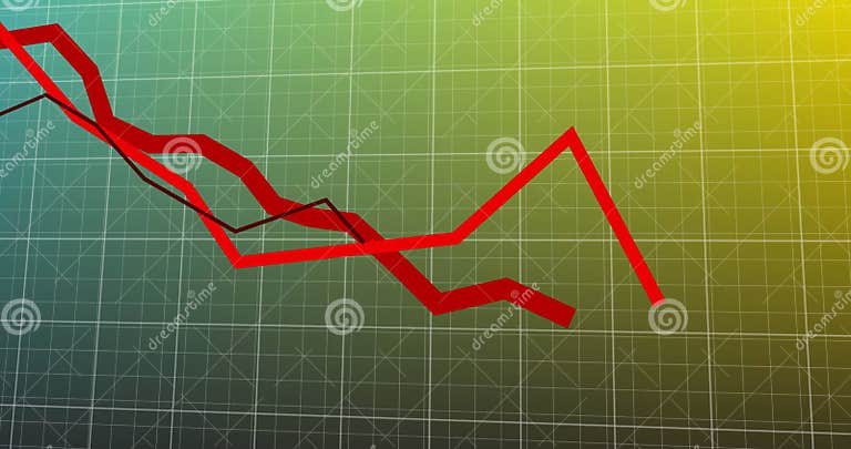 Image of Falling Graphs Over Grid Pattern Against Gradient Background ...