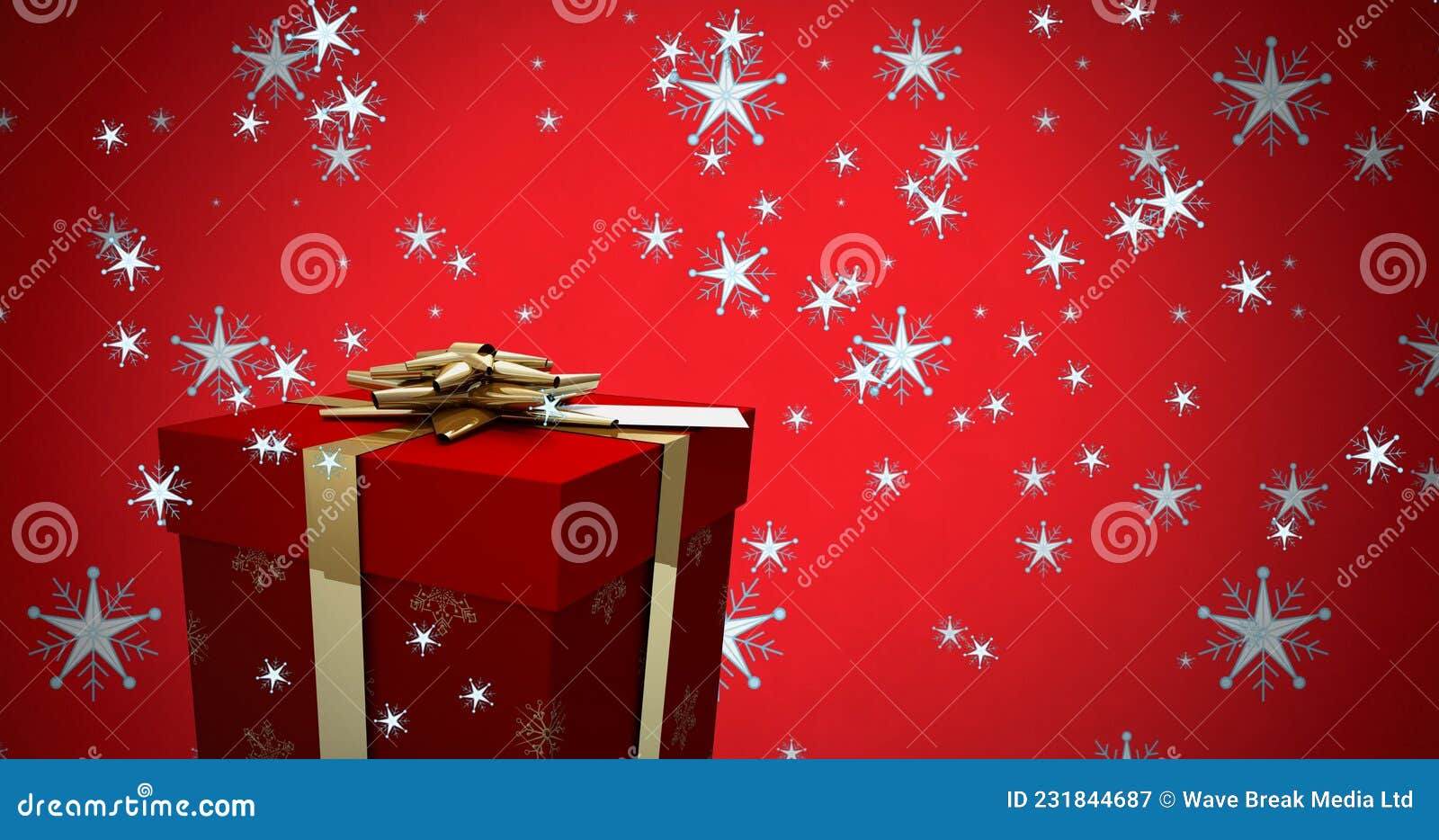 Image of Falling Stars Over Christmas Gift Stock Illustration ...