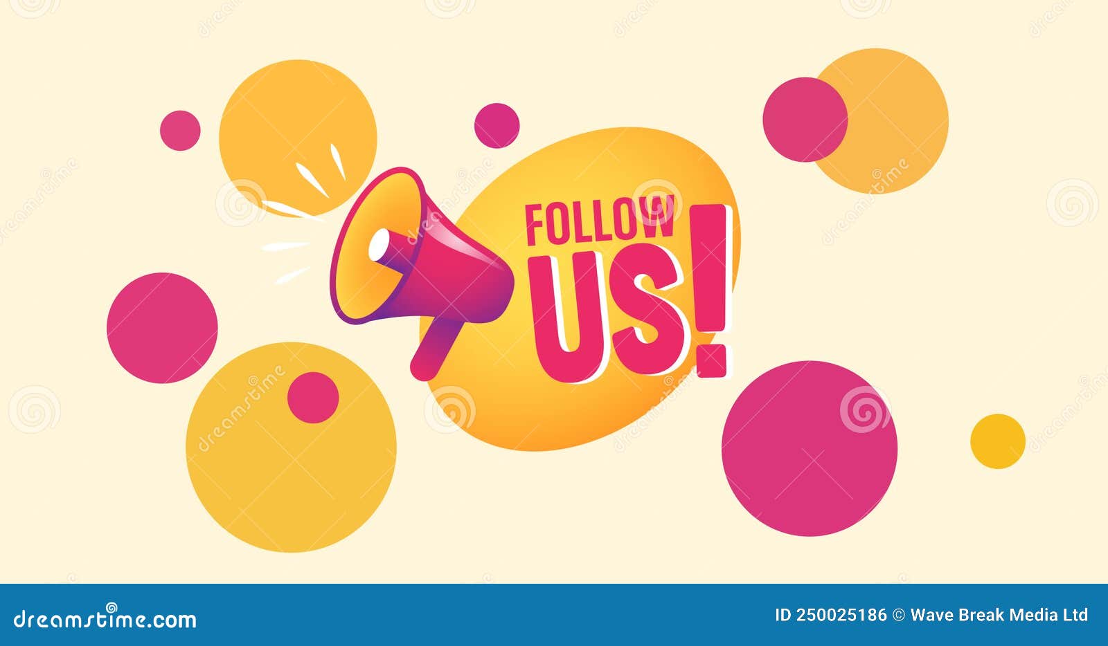 Image of Fallow Us Text with Megaphone Over White Background Stock ...