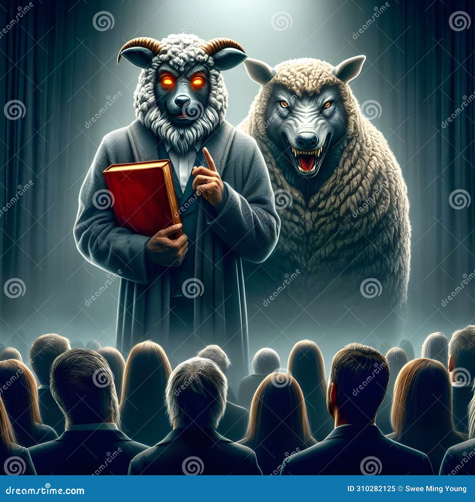 Image of False Wolf Disguises in Sheep S Skin, Leading a Flock of Sheep ...