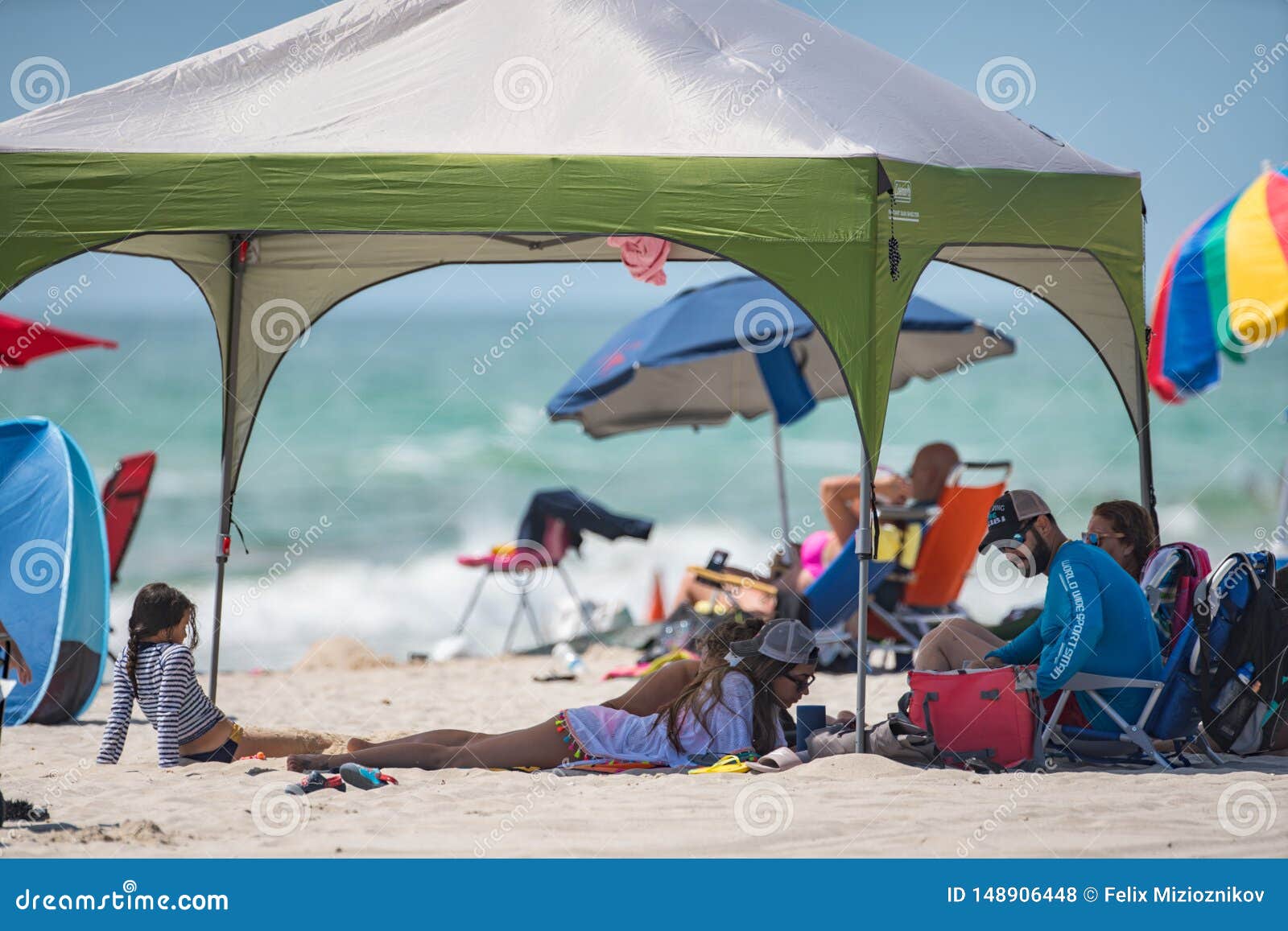 Image of a Family Under a Tent on the Beach Memorial Day Weekend ...